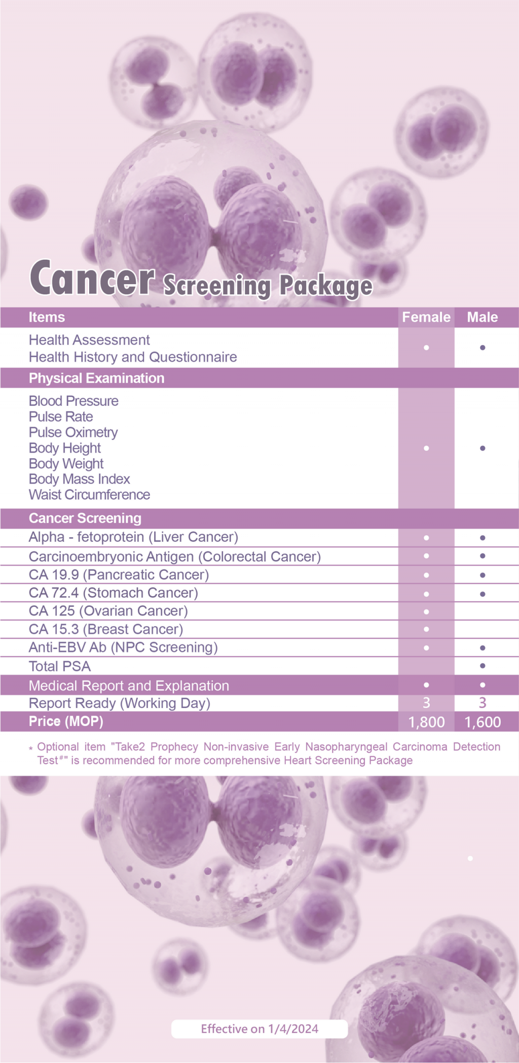 Health assessment service - MACAU YINKUI HOSPITAL